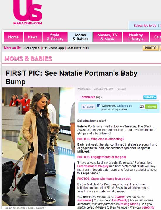 Grávida, Natalie Portman é fotografada pela primeira vez com barriga ...