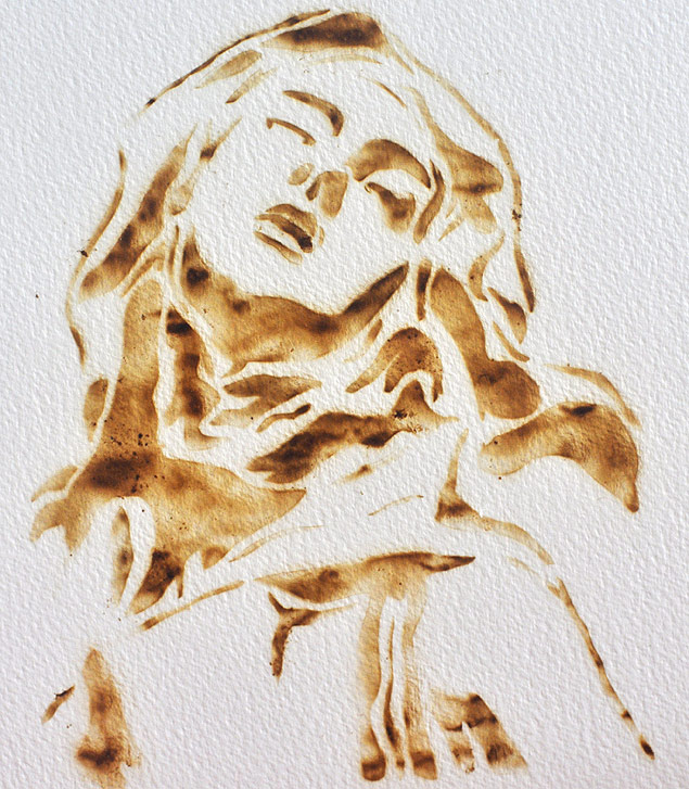 Artista sopra sobre estêncil para obter imagens em tela - 06/10/2014 ...